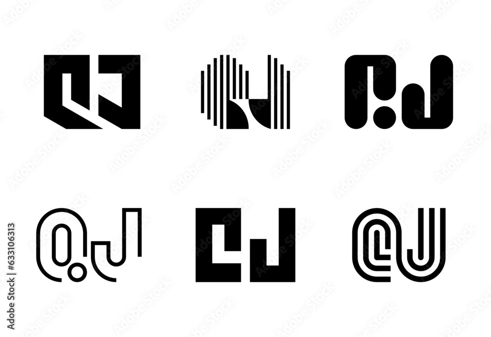 Set of letter QJ logos. Abstract logos collection with letters ...