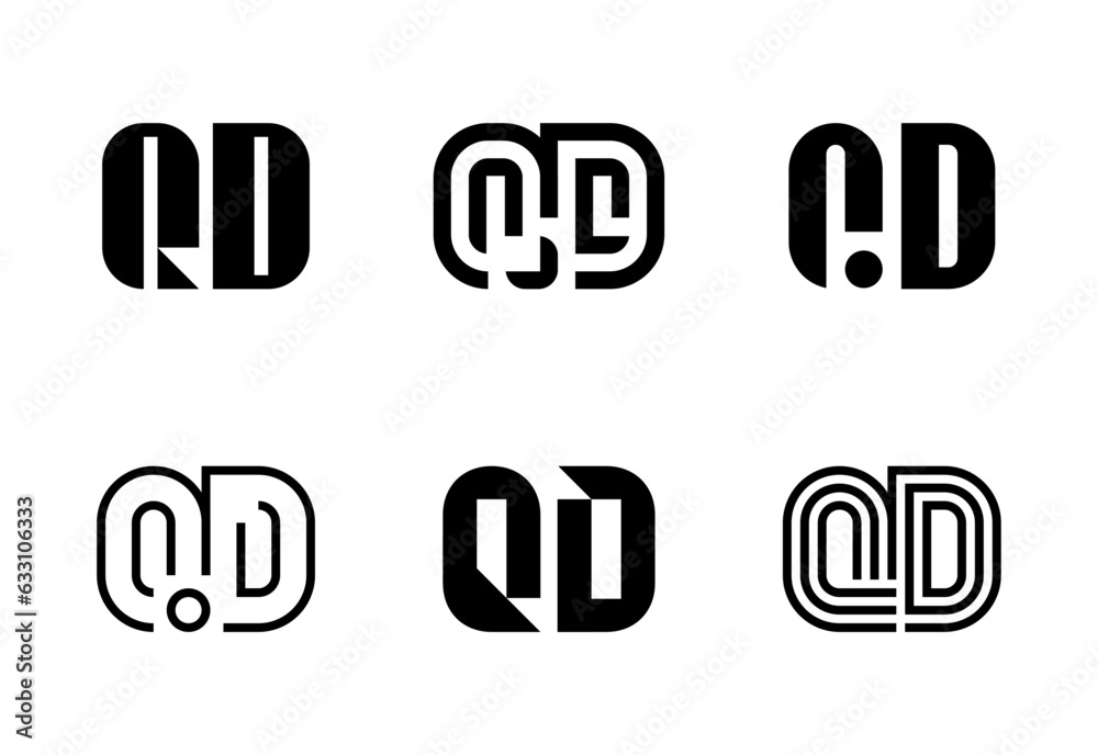 Set of letter QD logos. Abstract logos collection with letters ...