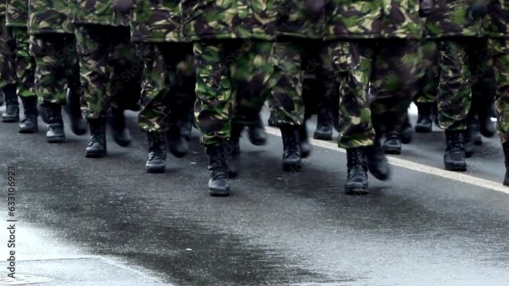 Army Soldiers Marching view shoots of Legs Soldier March In Rows at ...
