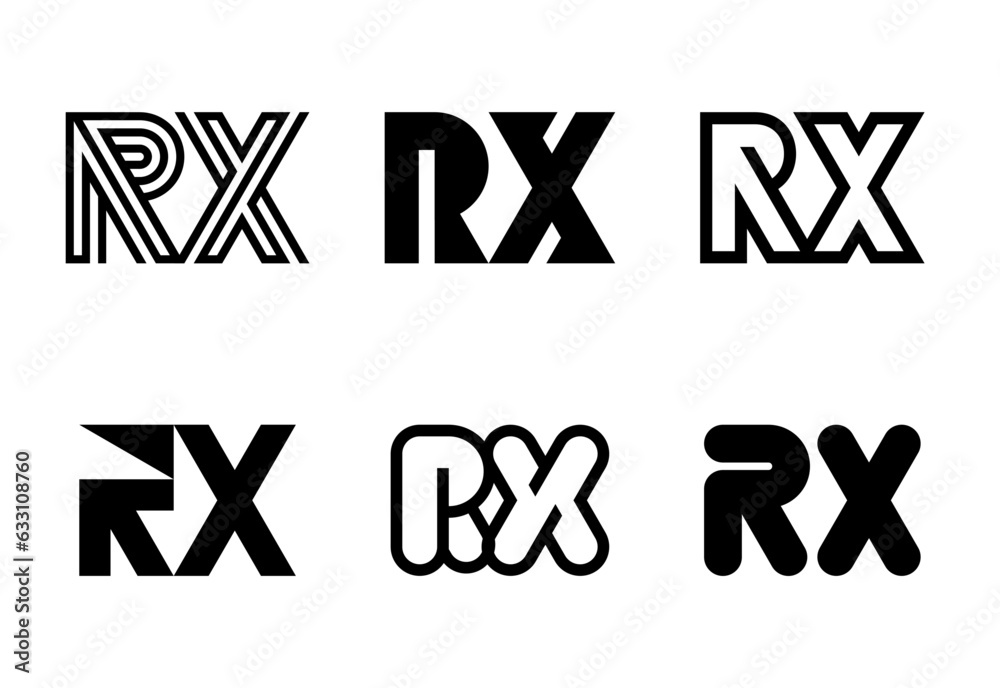 Set of letter RX logos. Abstract logos collection with letters ...