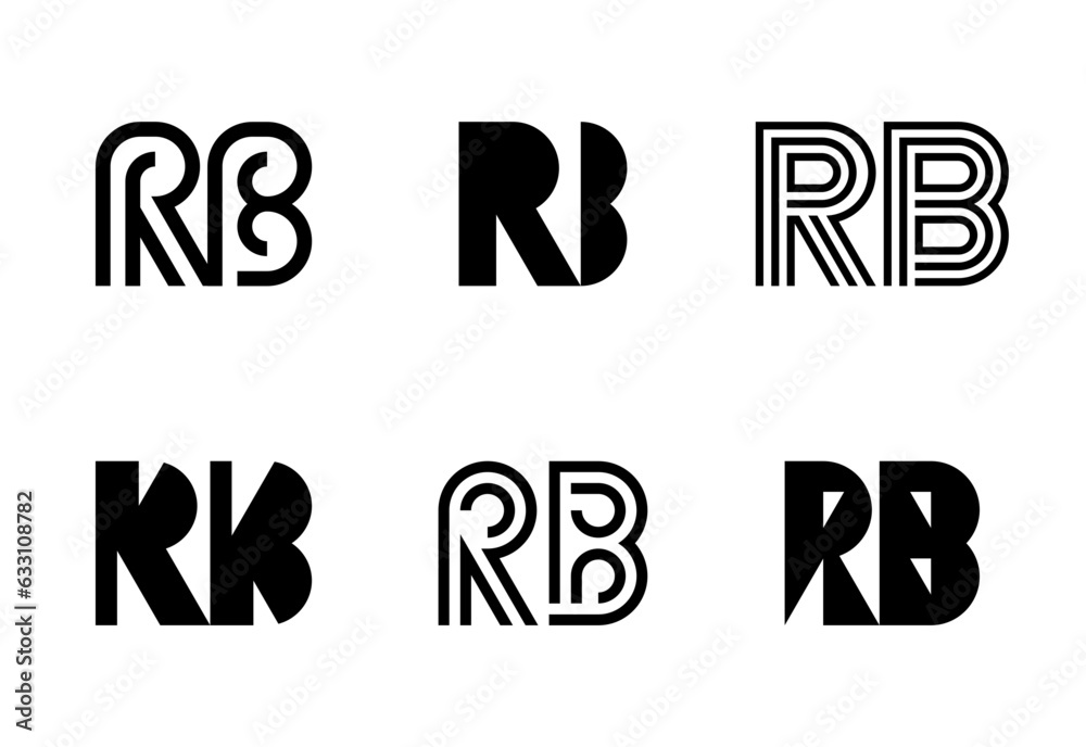 Set of letter RB logos. Abstract logos collection with letters ...