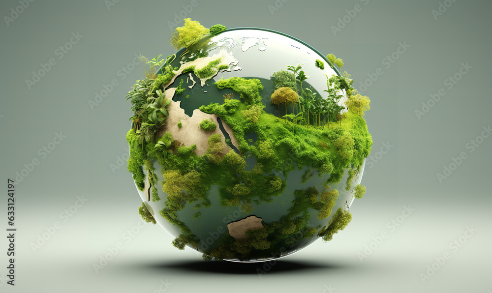 earth with grass globe nature landscape environment world map animated ...