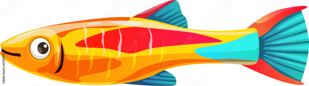 Cartoon aquarium neon tetra fish. Isolated vector small, vibrant ...