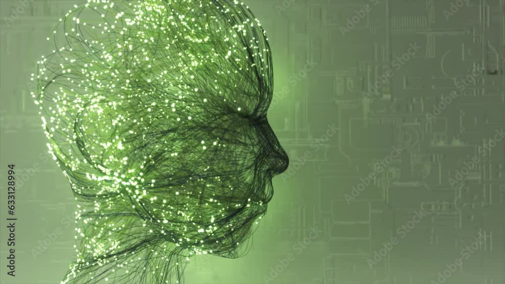 Vidéo Stock AI concept and big data concept with digital green human ...