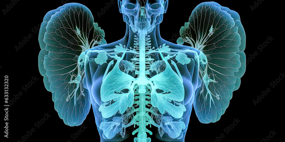 X-ray of endocrine system: An image of the glands that produce hormones ...