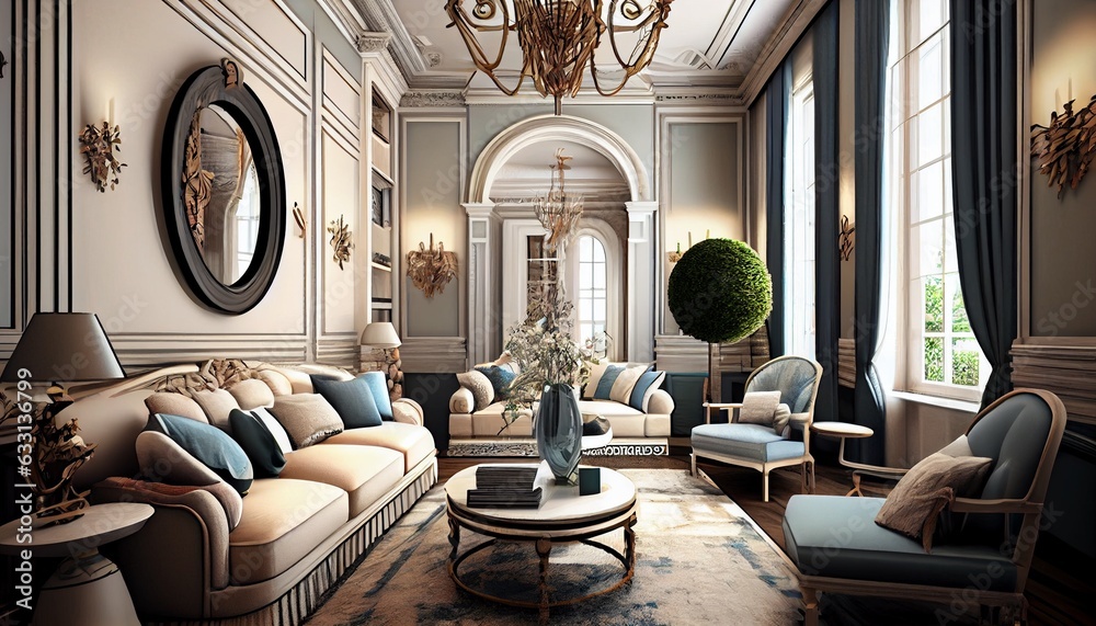 beautiful drawing room interior design. Generative in ai Stock ...