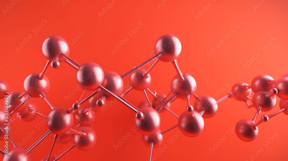 Molecules and atoms floating in a red background - Science Particle ...