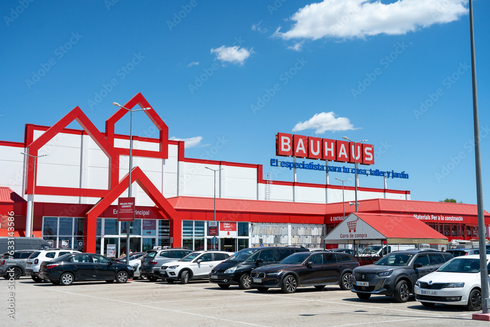 Tarragona, Spain. 3 august 2023. Bauhaus store front logo signage closeup Stock Photo | Adobe Stock