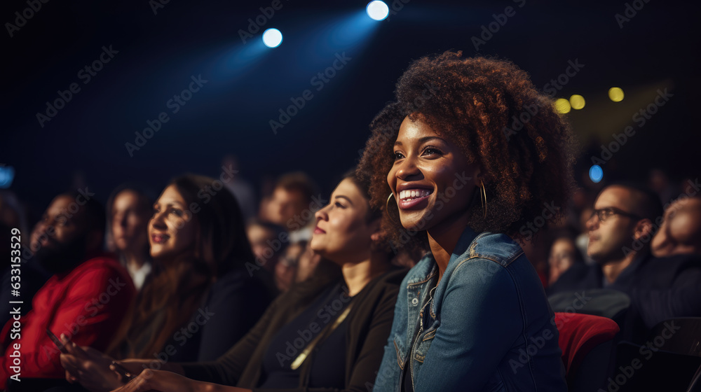 Speaker Woman Performing on Stage and Speaking to Large Audience, Event ...