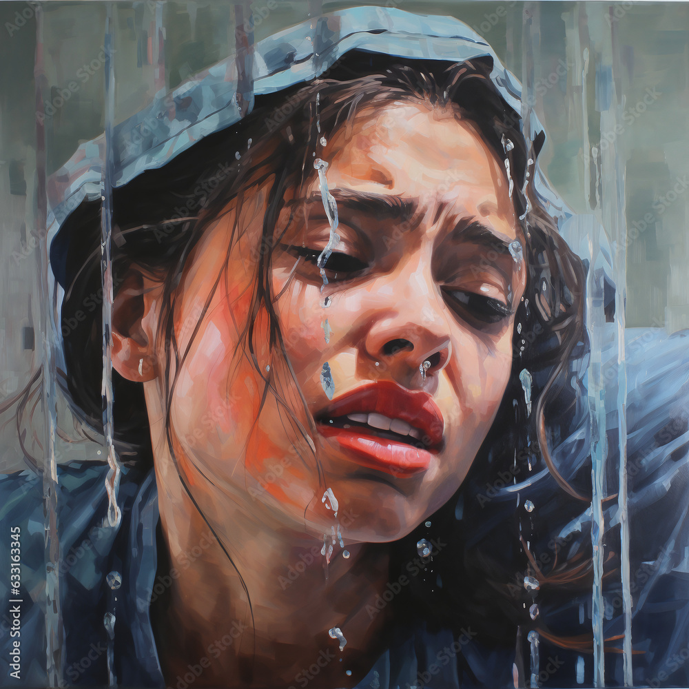 Wet Raincoat - Crying in the Rain - Tears Falling Stock Illustration ...