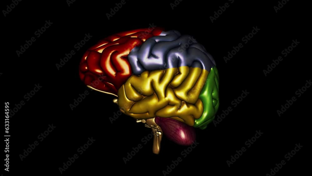 Human Brain - Scientific Zones - Spinning Loop - Realistic 3D Animation ...