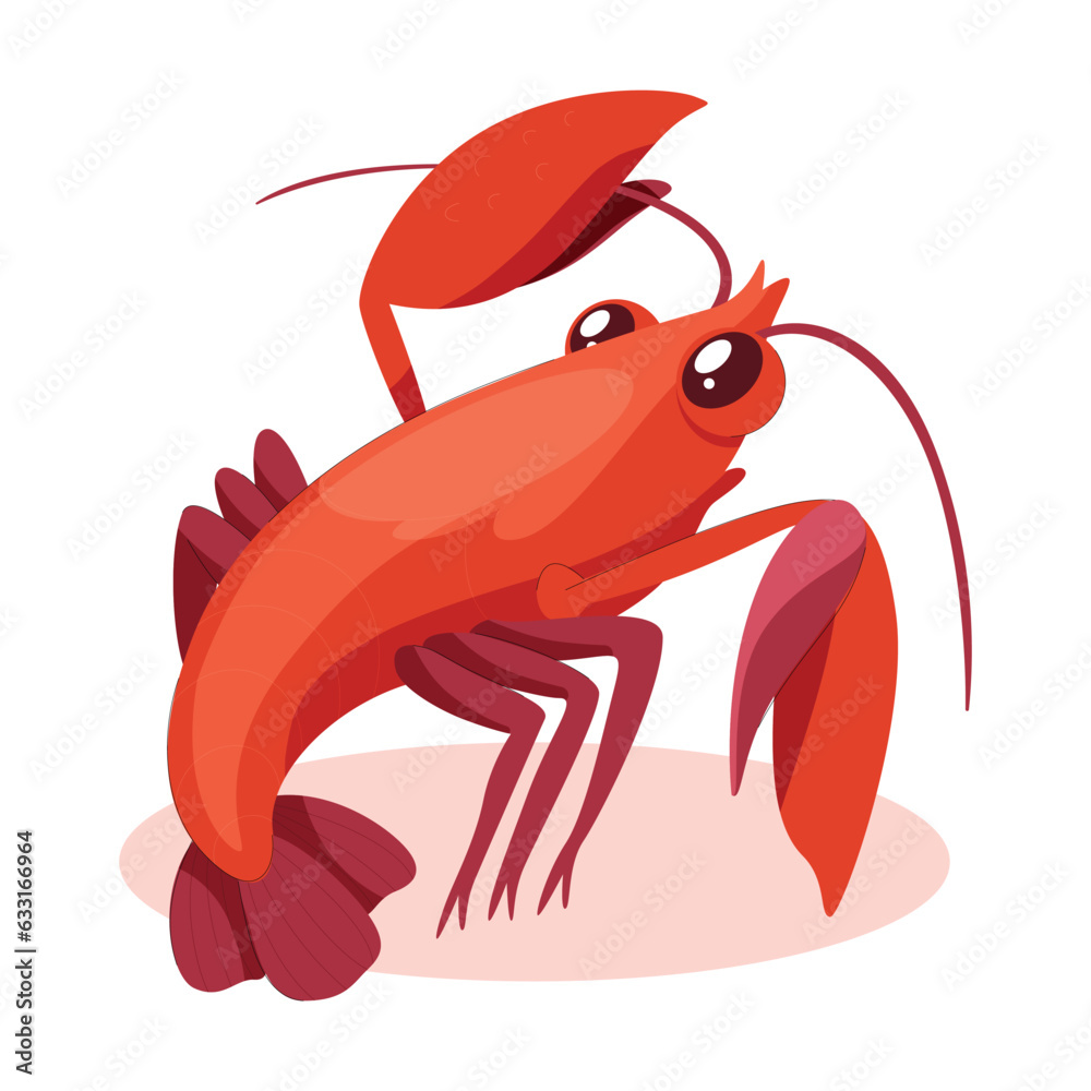 hand drawn crawfish cartoon illustration Stock Vector | Adobe Stock