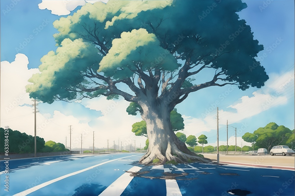 Vintage watercolor style digital illustration of tree grid that grew in ...