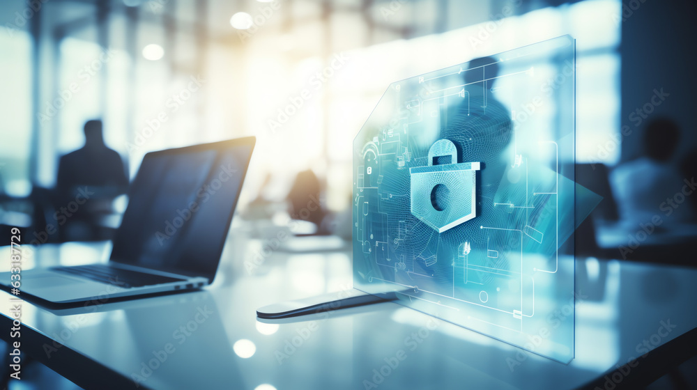 Enhancing Digital Security: User at Desk Utilizing Computer with Light ...