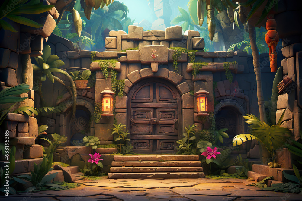 Background environment of 3D abstract hidden treasure room for ...