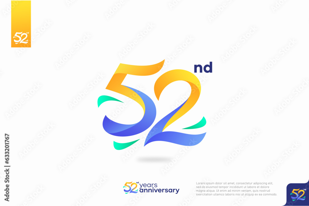 Number 52 logo icon design, 52nd birthday logo number, anniversary 52 ...