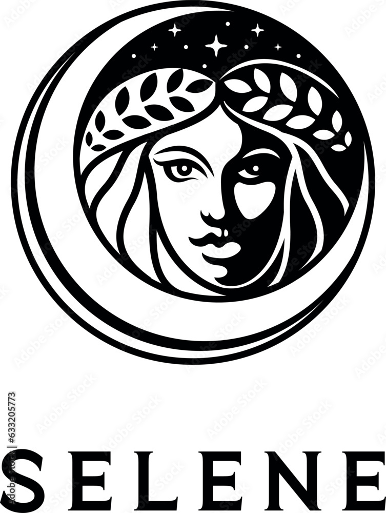 Vecteur Stock minimalistic logo of Selene is the greek roman goddess ...