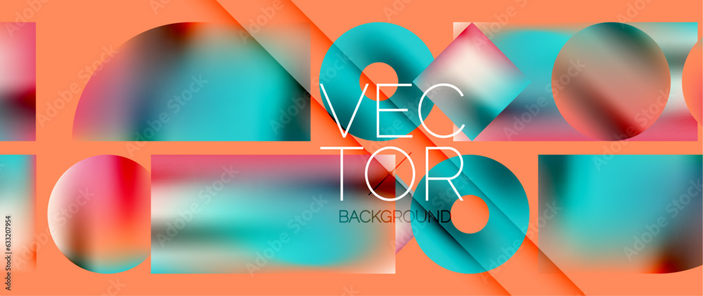 Squares and circles design. Fluid color gradients with metallic effects ...