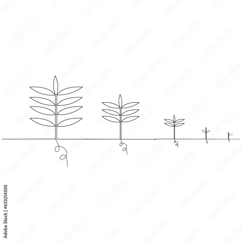 Vecteur Stock Plants Stage growth Line art tree isolated on a white ...