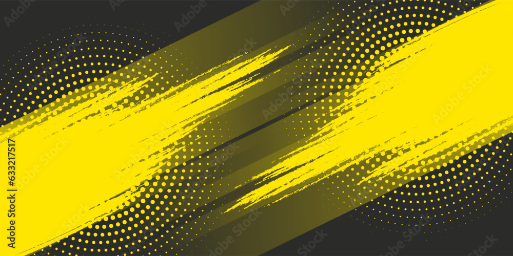 Halftone yellow dots pattern and black gradient grunge texture ...