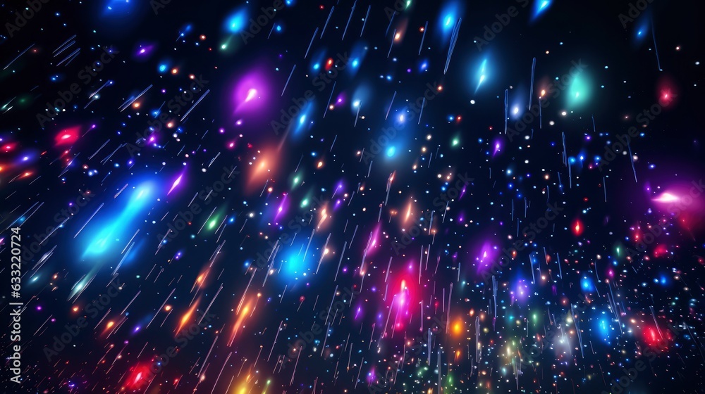 Many colored rgb neon shooting stars in the night sky, 8k, qhd, Stock ...