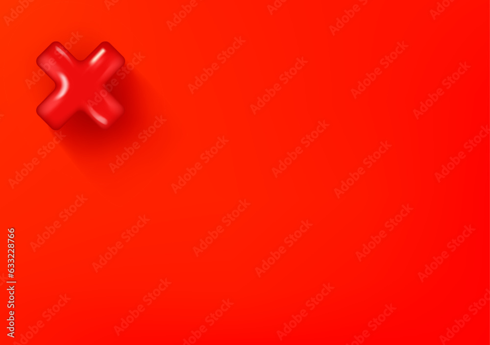 Vector wallpaper with red cross icon. 3d vector background with copy ...