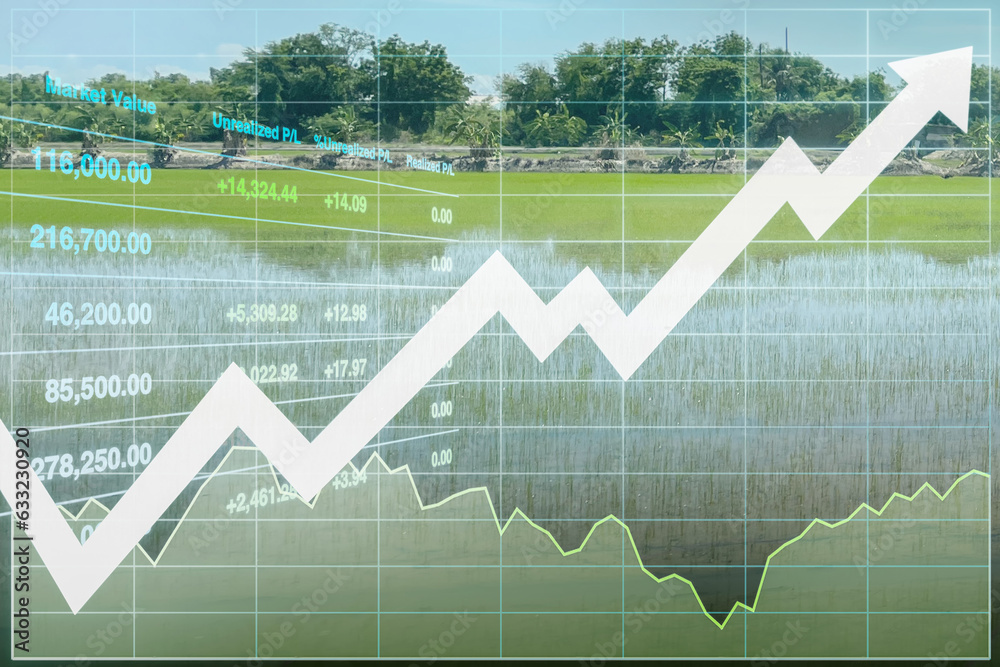 Stock financial index show successful investment on food production ...