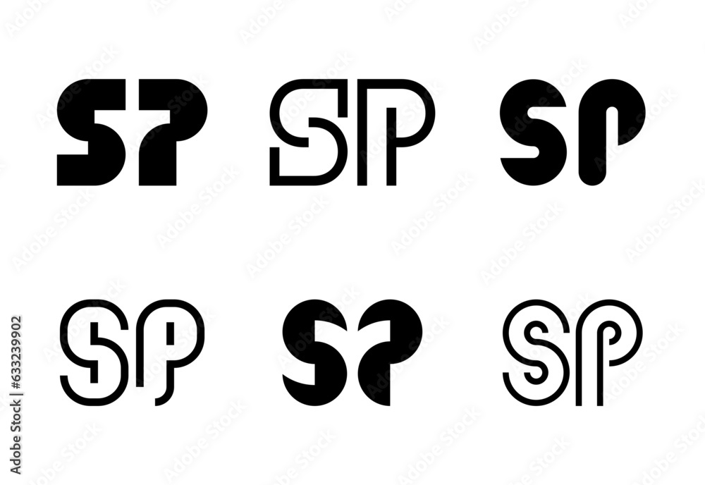 Set of letter SP logos. Abstract logos collection with letters ...