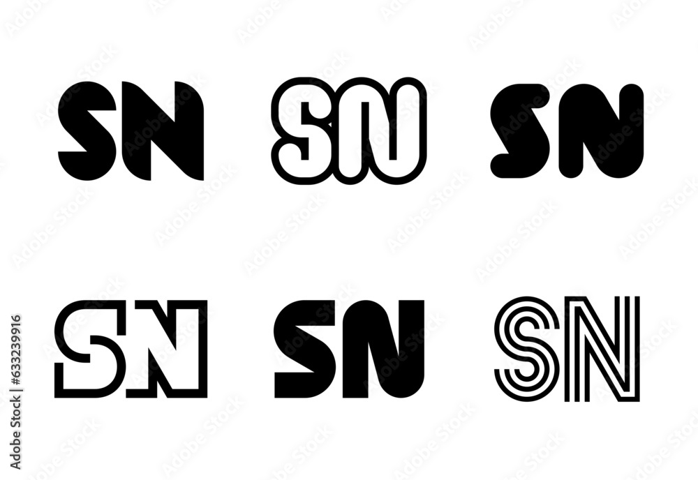Vetor de Set of letter SN logos. Abstract logos collection with letters ... Vetor de Set of letter SN logos. Abstract logos collection with letters ...