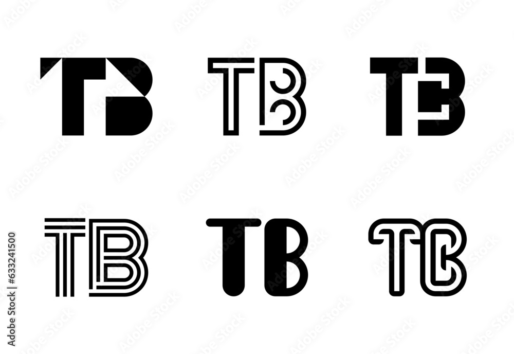 Set of letter TB logos. Abstract logos collection with letters ...