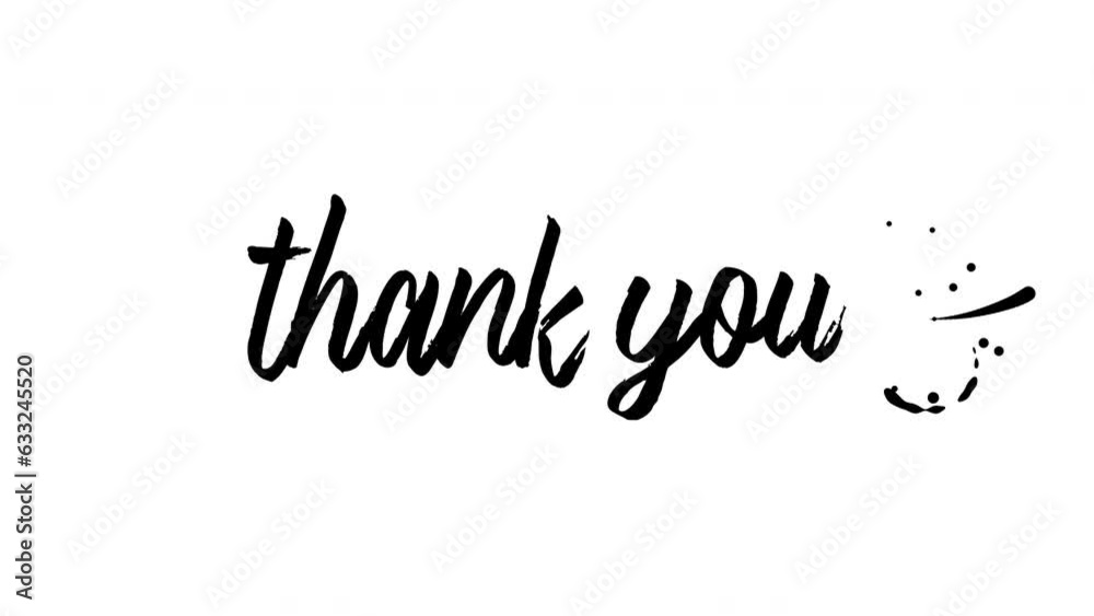 Thank you text animation on transparent background, Handwriting with ...