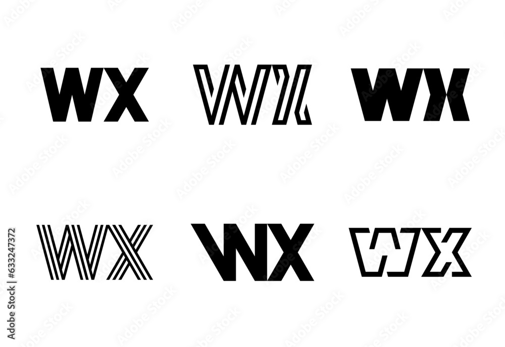 Set of letter WX logos. Abstract logos collection with letters ...