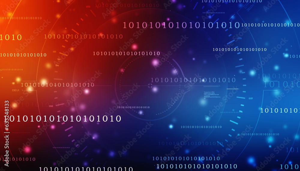 Binary Code Background, Digital Abstract technology background, flowing number one and zero text ...