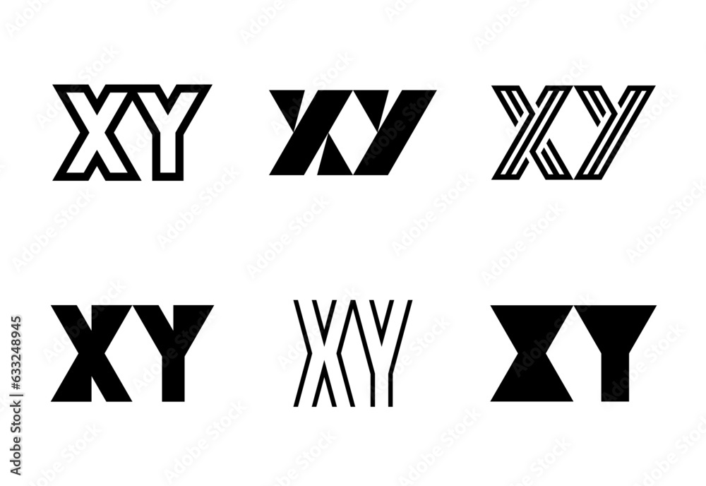 Set of letter XY logos. Abstract logos collection with letters ...