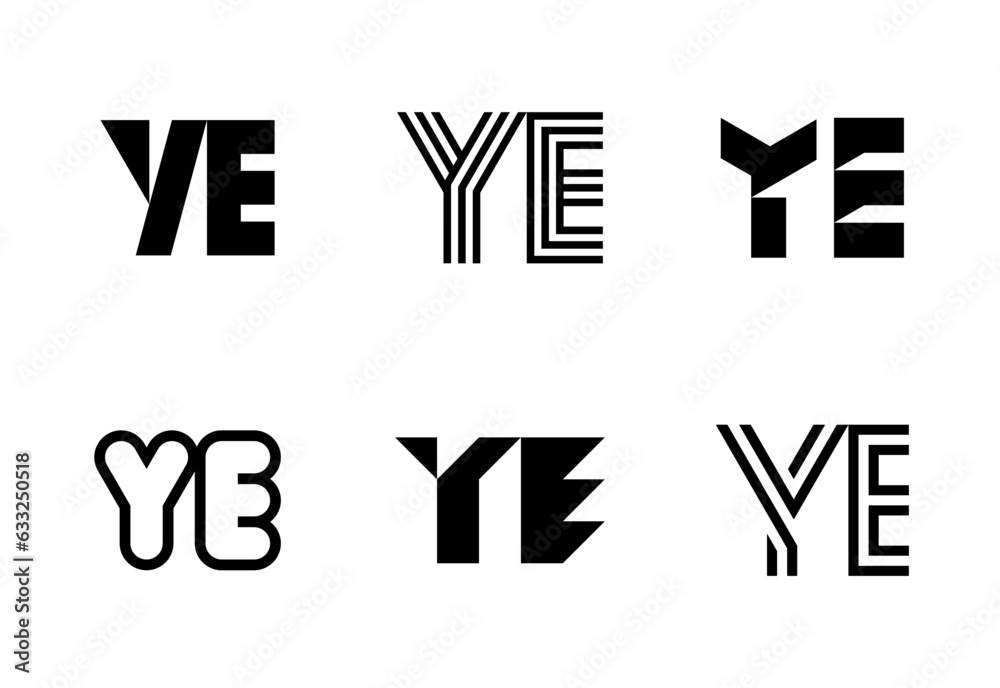 Set of letter YE logos. Abstract logos collection with letters ...