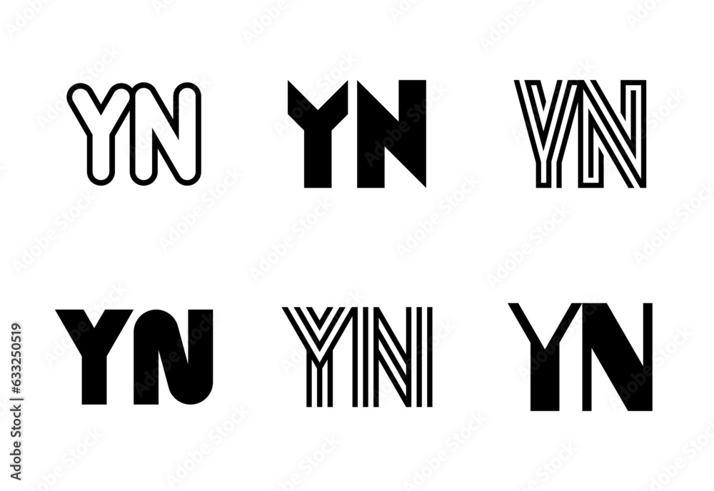 Set of letter YN logos. Abstract logos collection with letters ...