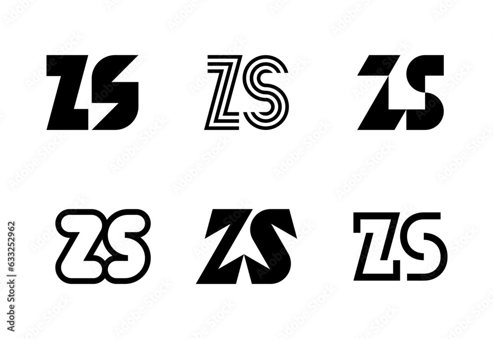 Set of letter ZS logos. Abstract logos collection with letters ...