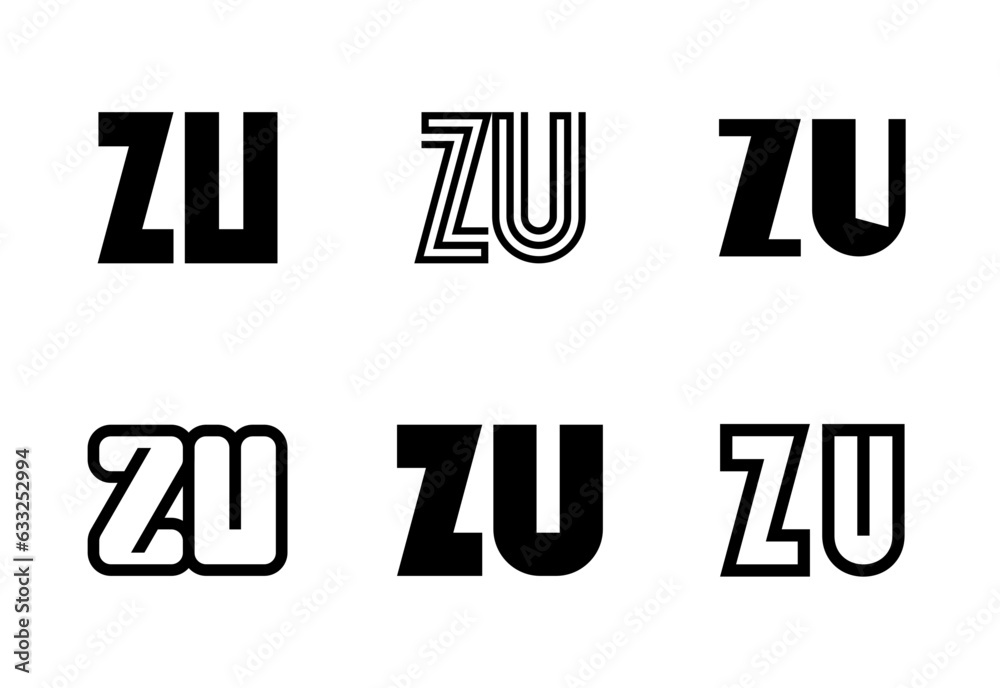 Set of letter ZU logos. Abstract logos collection with letters ...
