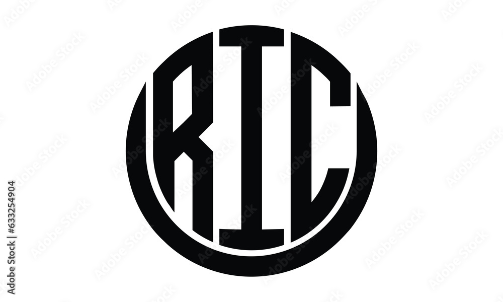 RIC shield in circle logo design vector template. lettermrk, wordmark ...