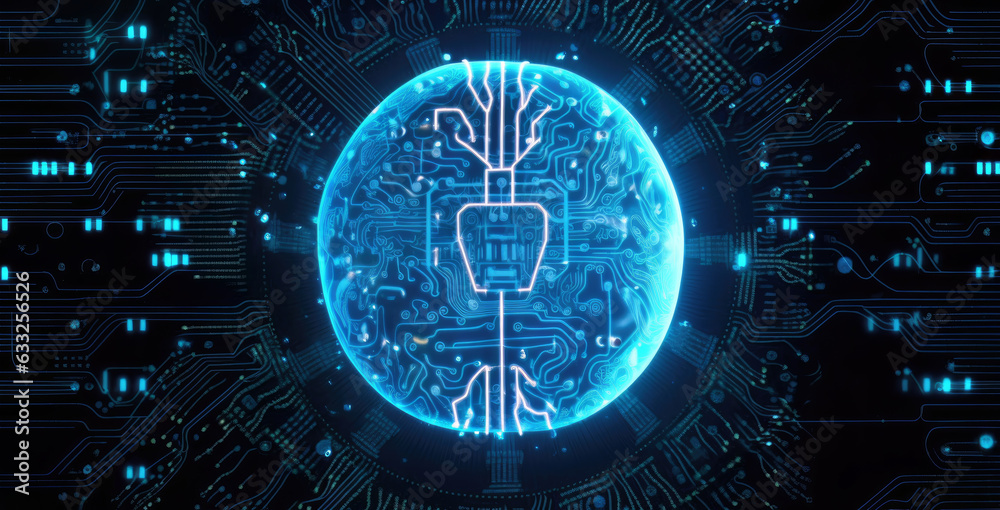 Concept of Brain-Computer Interface technology. Created with Generative ...