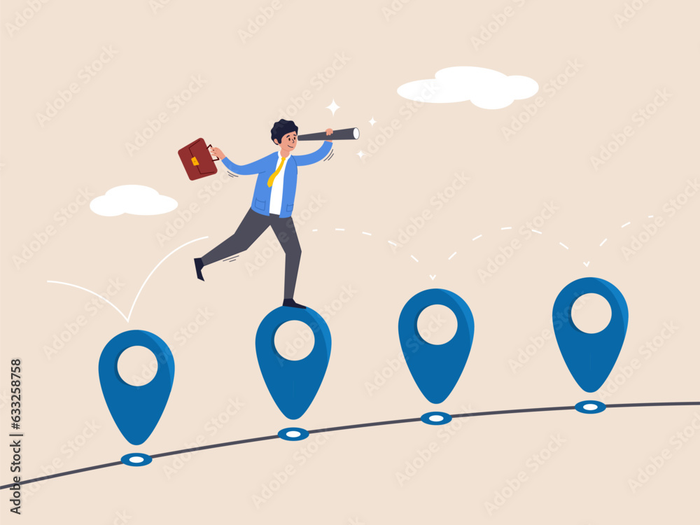 Progress concept. Roadmap, project milestone or business journey ...