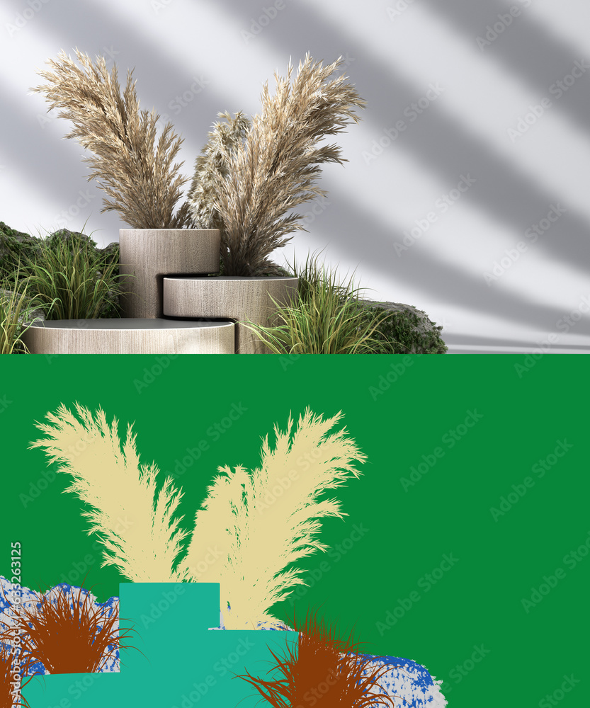 Welcome screen Wooden podium display Nature pedestal Cosmetic beauty ...