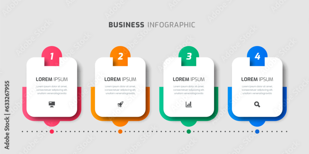 Vector Infographic Label Design Template with Rectangle Icons and 4 ...
