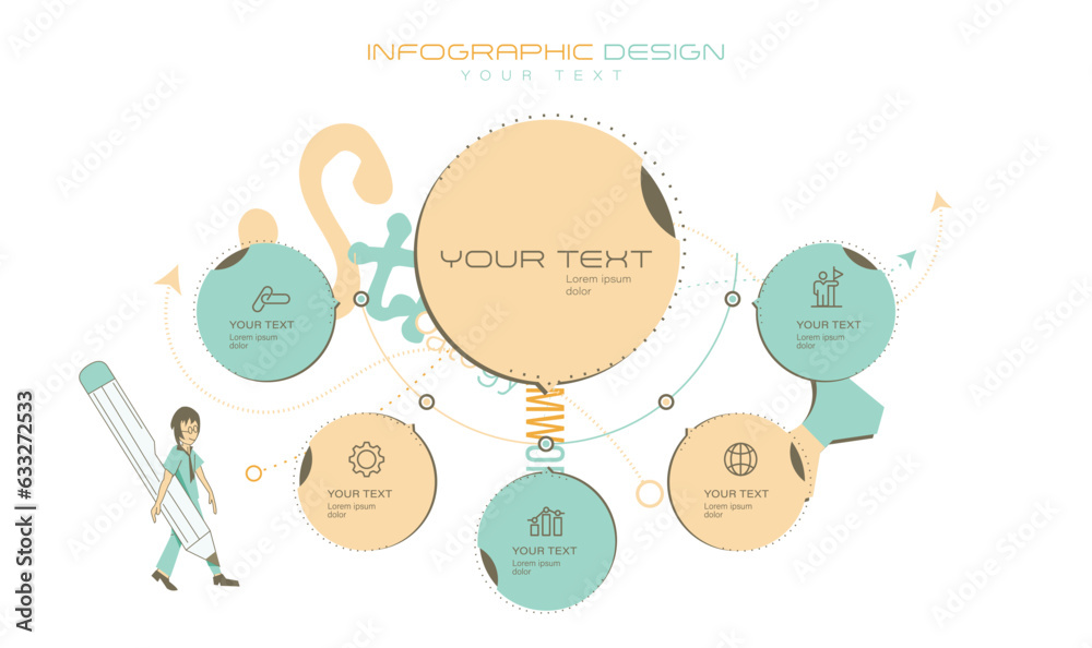 Infographic 5 Steps Modern Mind map diagram with Icons, vector ...