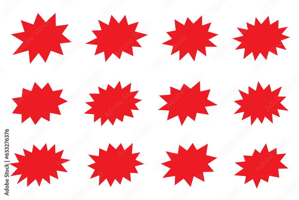 Bursting shape speech bubbles set. Starburst and sunburst cartoon ...