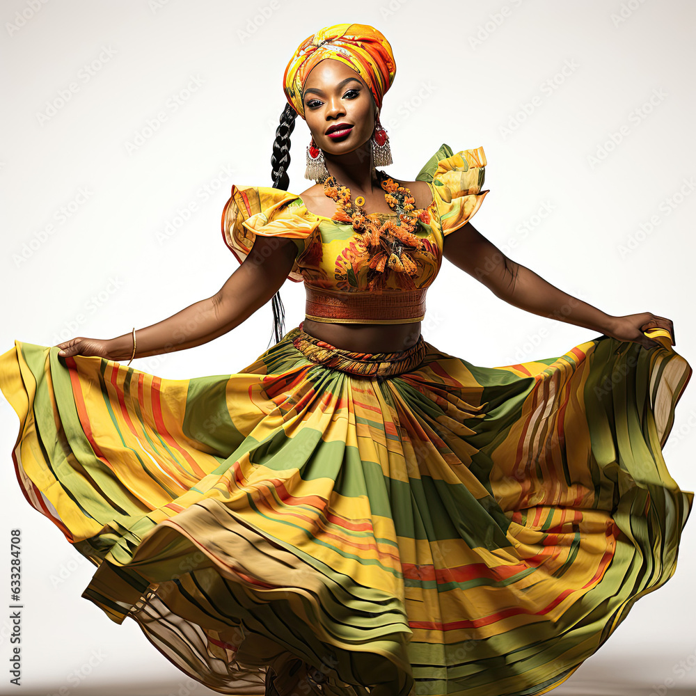 Studio shot of a Honduran Garifuna dancer in traditional attire. Stock ...