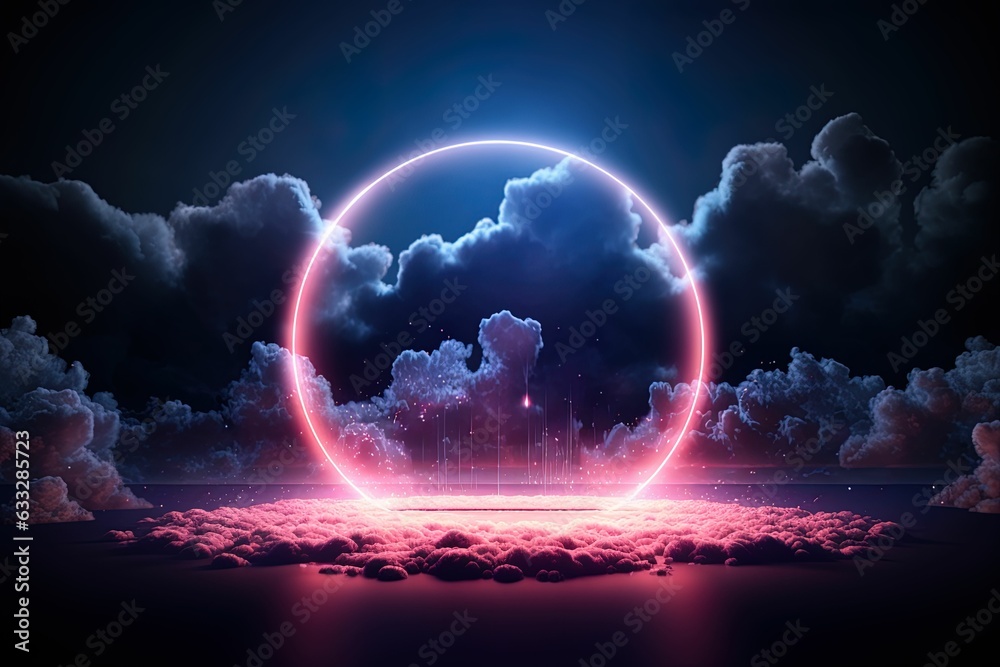 Background illustration of abstract clouds in dark night sky ...