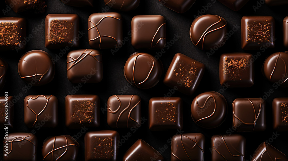 Chocolate candies backdrop. Sweet tasty background. Generative AI Stock ...