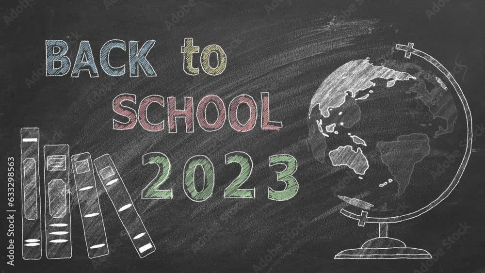 Hand drawn and animated Back to School 2023 text on blackboard ...