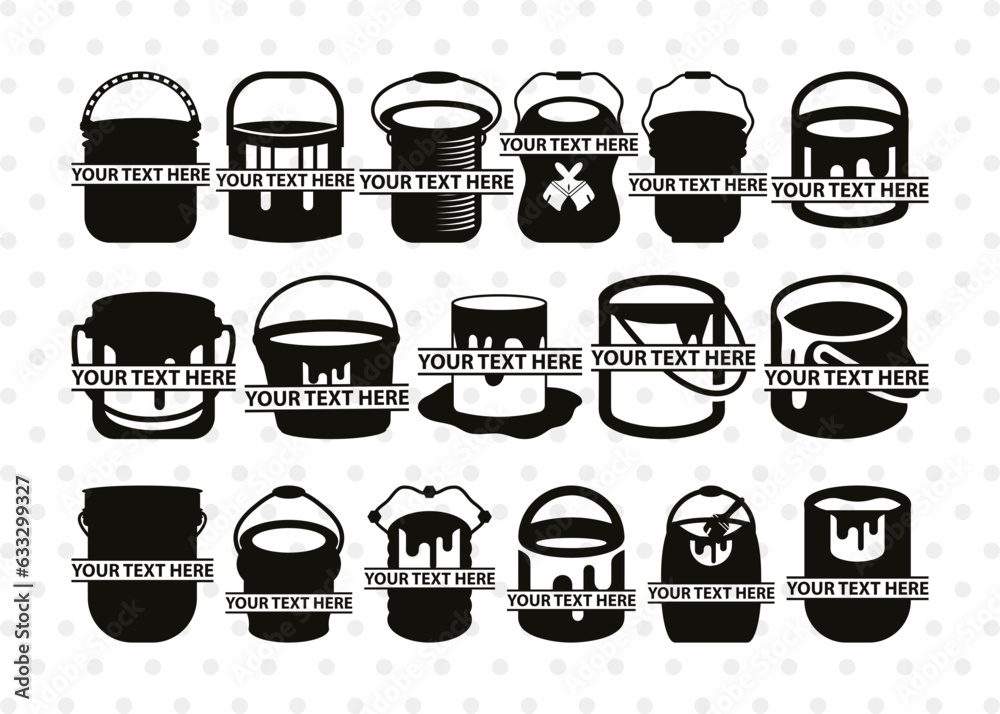 Vetor de Paint Bucket Split Monogram, Paint Bucket Silhouette, Painter ...